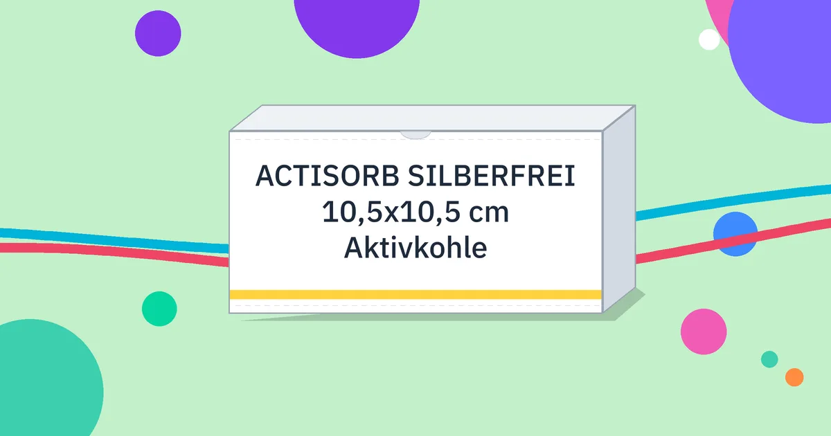Symbolbild: Packung mit der Aufschrift ACTISORB SILBERFREI 10,5x10,5 cm Aktivkohle (PZN 10020363) – Verfügbarkeit und Bezug in Apotheken in Frankfurt am Main