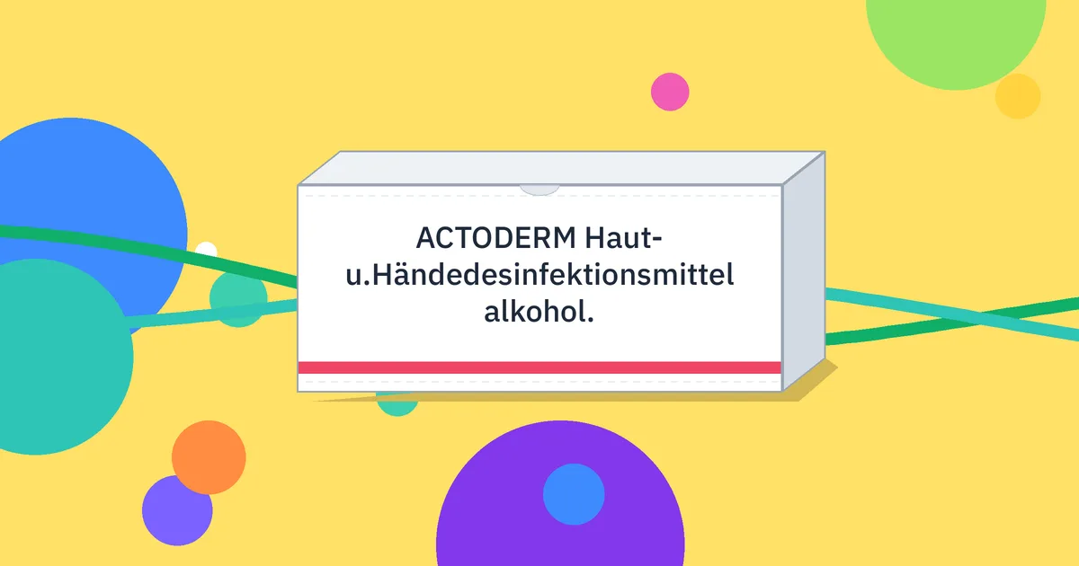 Symbolbild: Packung mit der Aufschrift ACTODERM Haut- u.Händedesinfektionsmittel alkohol. (PZN 10985505) – Verfügbarkeit und Bezug in Apotheken in Frankfurt am Main