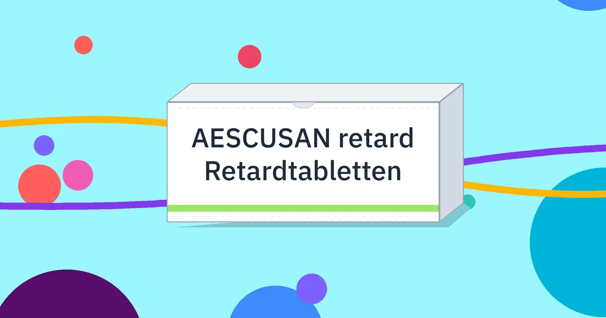 Symbolbild: Packung mit der Aufschrift AESCUSAN retard Retardtabletten (PZN 11857962) – Verfügbarkeit und Bezug in Apotheken in Frankfurt am Main