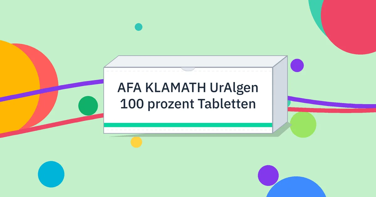 Symbolbild: Packung mit der Aufschrift AFA KLAMATH UrAlgen 100 prozent Tabletten (PZN 11305582) – Verfügbarkeit und Bezug in Apotheken in Frankfurt am Main
