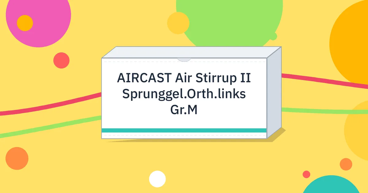 Symbolbild: Packung mit der Aufschrift AIRCAST Air Stirrup II Sprunggel.Orth.links Gr.M (PZN 14199732) – Verfügbarkeit und Bezug in Apotheken in Frankfurt am Main
