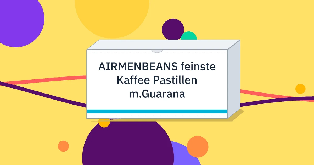 Symbolbild: Packung mit der Aufschrift AIRMENBEANS feinste Kaffee Pastillen m.Guarana (PZN 03136243) – Verfügbarkeit und Bezug in Apotheken in Frankfurt am Main