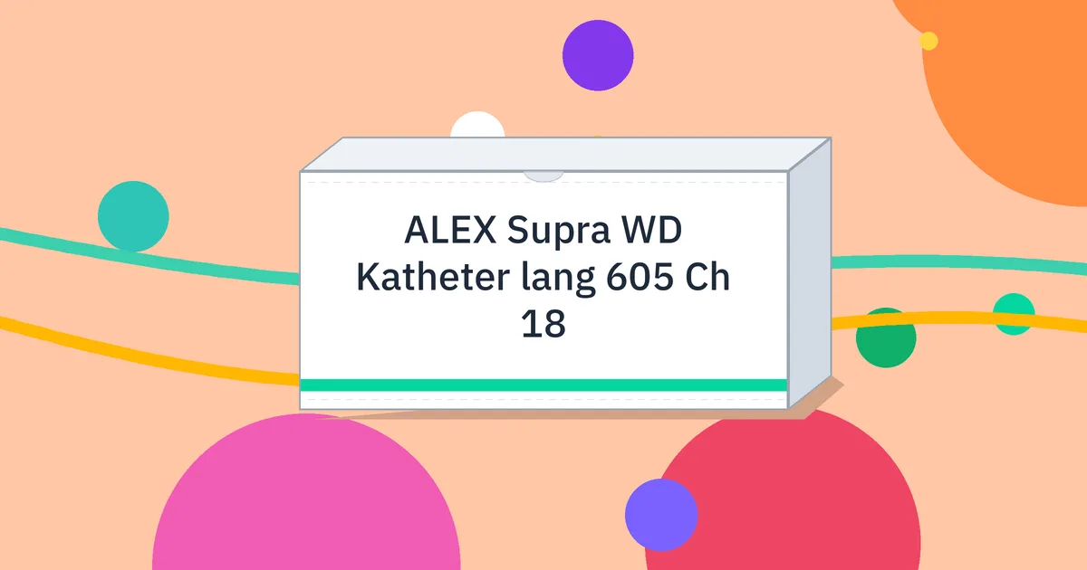 Symbolbild: Packung mit der Aufschrift ALEX Supra WD Katheter lang 605 Ch 18 (PZN 02494696) – Verfügbarkeit und Bezug in Apotheken in Frankfurt am Main