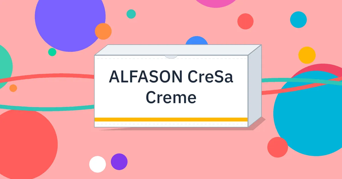 Symbolbild: Packung mit der Aufschrift ALFASON CreSa Creme (PZN 02387492) – Verfügbarkeit und Bezug in Apotheken in Frankfurt am Main