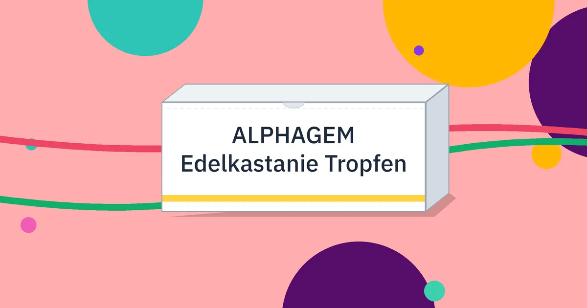 Symbolbild: Packung mit der Aufschrift ALPHAGEM Edelkastanie Tropfen (PZN 20297574) – Verfügbarkeit und Bezug in Apotheken in Frankfurt am Main