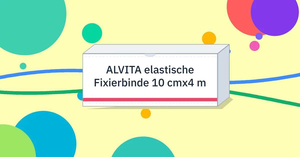 Symbolbild: Packung mit der Aufschrift ALVITA elastische Fixierbinde 10 cmx4 m (PZN 16811551) – Verfügbarkeit und Bezug in Apotheken in Frankfurt am Main