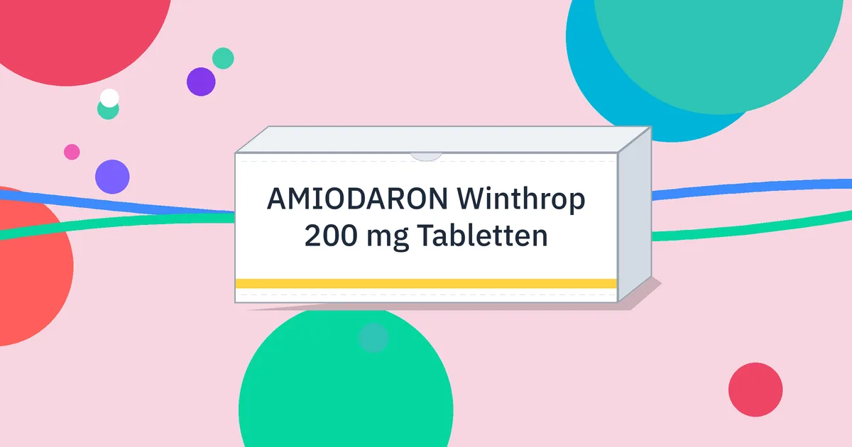 Symbolbild: Packung mit der Aufschrift AMIODARON Winthrop 200 mg Tabletten (PZN 15885642) – Verfügbarkeit und Bezug in Apotheken in Frankfurt am Main