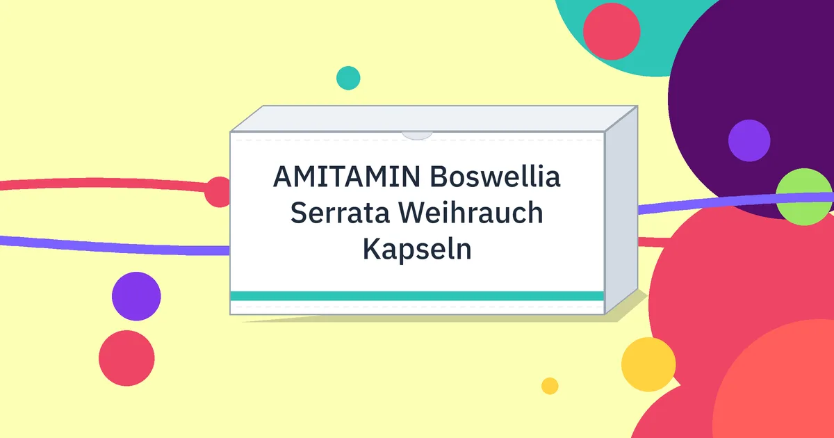 Symbolbild: Packung mit der Aufschrift AMITAMIN Boswellia Serrata Weihrauch Kapseln (PZN 17853787) – Verfügbarkeit und Bezug in Apotheken in Frankfurt am Main