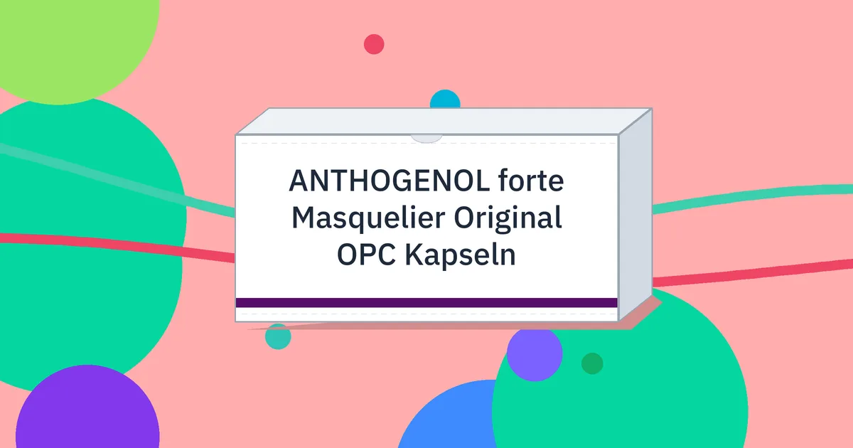 Symbolbild: Packung mit der Aufschrift ANTHOGENOL forte Masquelier Original OPC Kapseln (PZN 18879168) – Verfügbarkeit und Bezug in Apotheken in Frankfurt am Main
