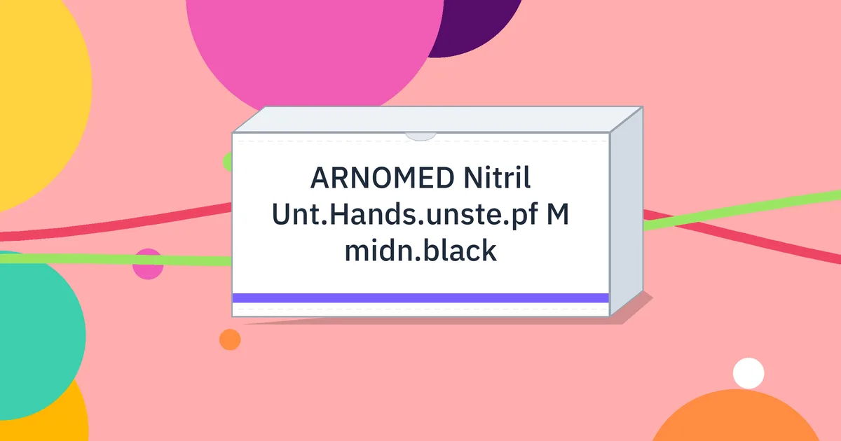 Symbolbild: Packung mit der Aufschrift ARNOMED Nitril Unt.Hands.unste.pf M midn.black (PZN 18137107) – Verfügbarkeit und Bezug in Apotheken in Frankfurt am Main