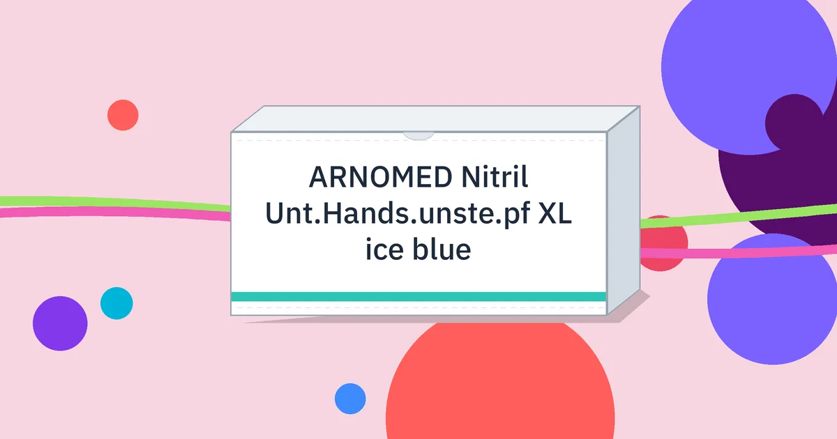 Symbolbild: Packung mit der Aufschrift ARNOMED Nitril Unt.Hands.unste.pf XL ice blue (PZN 18136711) – Verfügbarkeit und Bezug in Apotheken in Frankfurt am Main