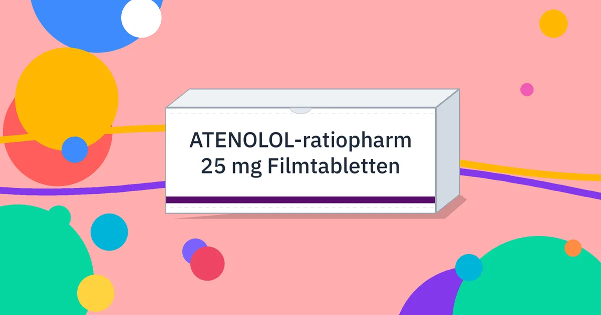 Symbolbild: Packung mit der Aufschrift ATENOLOL-ratiopharm 25 mg Filmtabletten (PZN 03575907) – Verfügbarkeit und Bezug in Apotheken in Frankfurt am Main