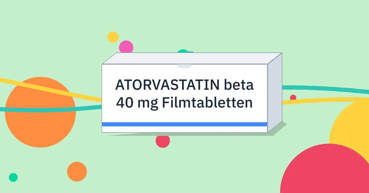 Symbolbild: Packung mit der Aufschrift ATORVASTATIN beta 40 mg Filmtabletten (PZN 17453941) – Verfügbarkeit und Bezug in Apotheken in Frankfurt am Main