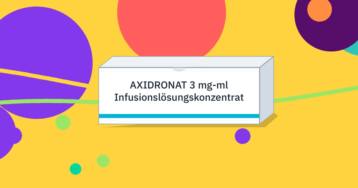 Symbolbild: Packung mit der Aufschrift AXIDRONAT 3 mg-ml Infusionslösungskonzentrat (PZN 05965392) – Verfügbarkeit und Bezug in Apotheken in Frankfurt am Main