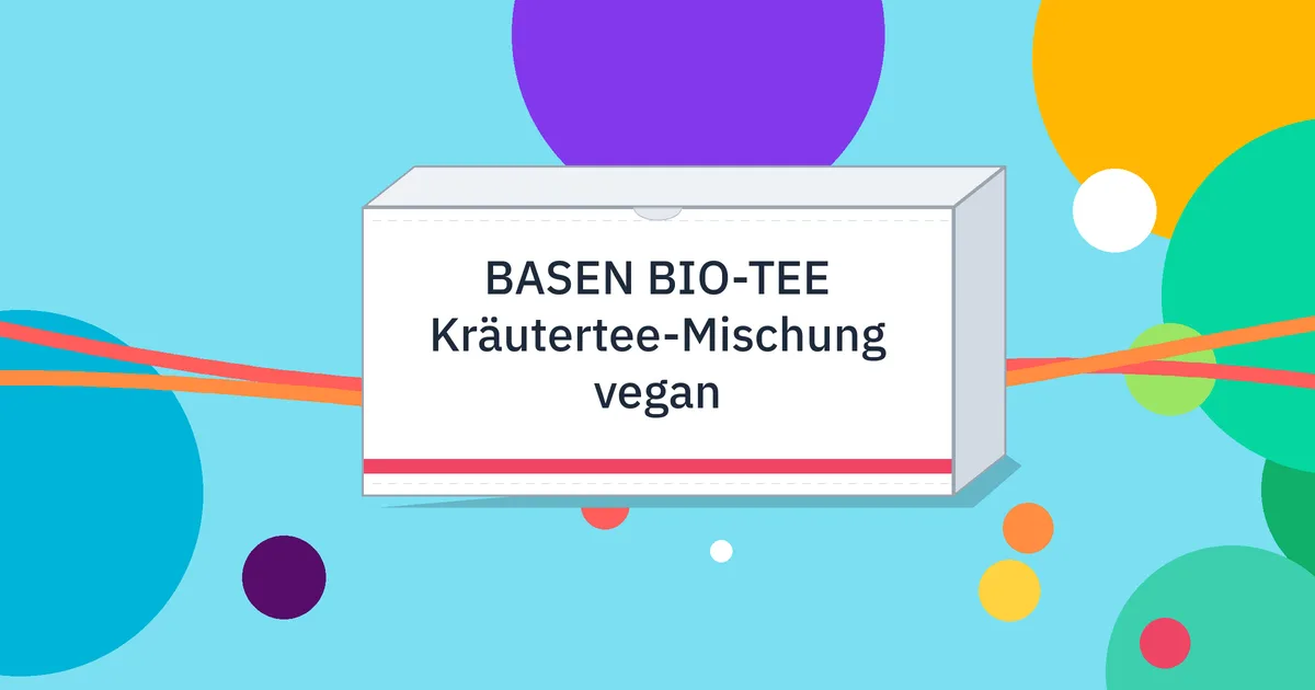 Symbolbild: Packung mit der Aufschrift BASEN BIO-TEE Kräutertee-Mischung vegan (PZN 15247396) – Verfügbarkeit und Bezug in Apotheken in Frankfurt am Main
