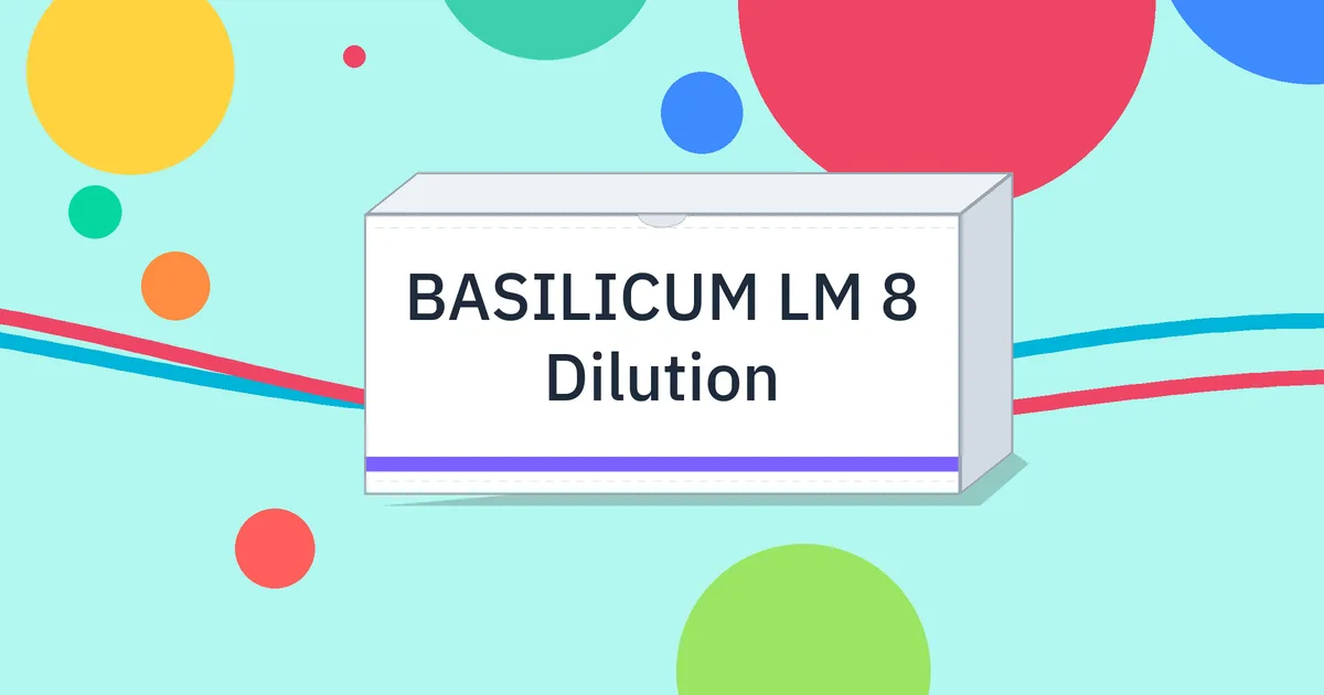 Symbolbild: Packung mit der Aufschrift BASILICUM LM 8 Dilution (PZN 12790680) – Verfügbarkeit und Bezug in Apotheken in Frankfurt am Main