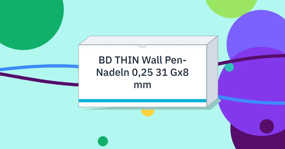 Symbolbild: Packung mit der Aufschrift BD THIN Wall Pen-Nadeln 0,25 31 Gx8 mm (PZN 14162232) – Verfügbarkeit und Bezug in Apotheken in Frankfurt am Main