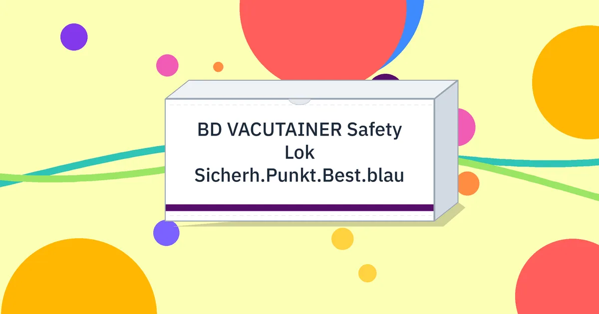 Symbolbild: Packung mit der Aufschrift BD VACUTAINER Safety Lok Sicherh.Punkt.Best.blau (PZN 15739159) – Verfügbarkeit und Bezug in Apotheken in Frankfurt am Main