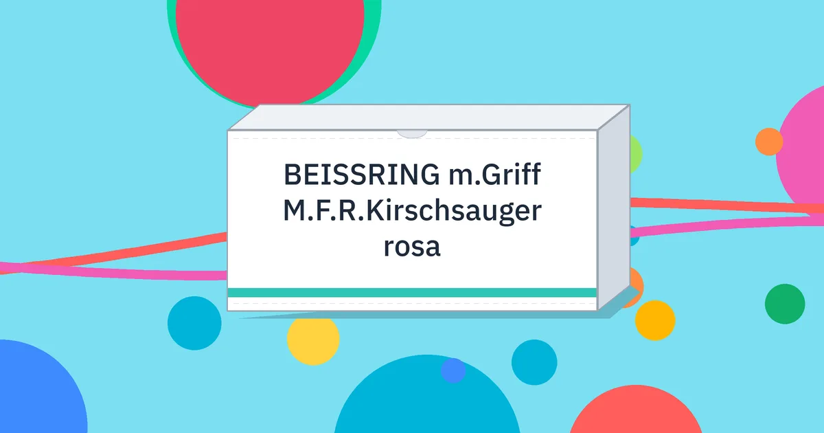 Symbolbild: Packung mit der Aufschrift BEISSRING m.Griff M.F.R.Kirschsauger rosa (PZN 01724332) – Verfügbarkeit und Bezug in Apotheken in Frankfurt am Main