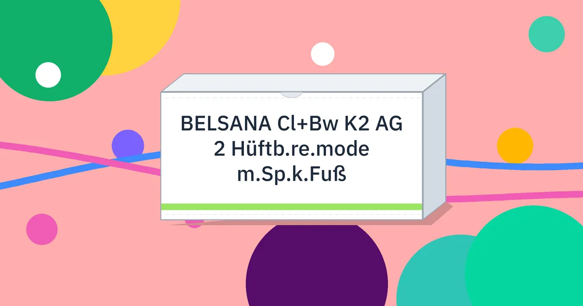 Symbolbild: Packung mit der Aufschrift BELSANA Cl+Bw K2 AG 2 Hüftb.re.mode m.Sp.k.Fuß (PZN 12254237) – Verfügbarkeit und Bezug in Apotheken in Frankfurt am Main