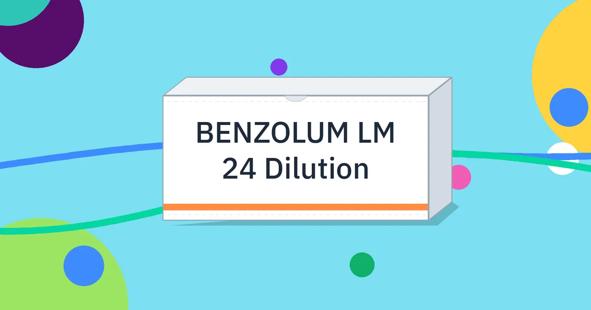 Symbolbild: Packung mit der Aufschrift BENZOLUM LM 24 Dilution (PZN 12792609) – Verfügbarkeit und Bezug in Apotheken in Frankfurt am Main