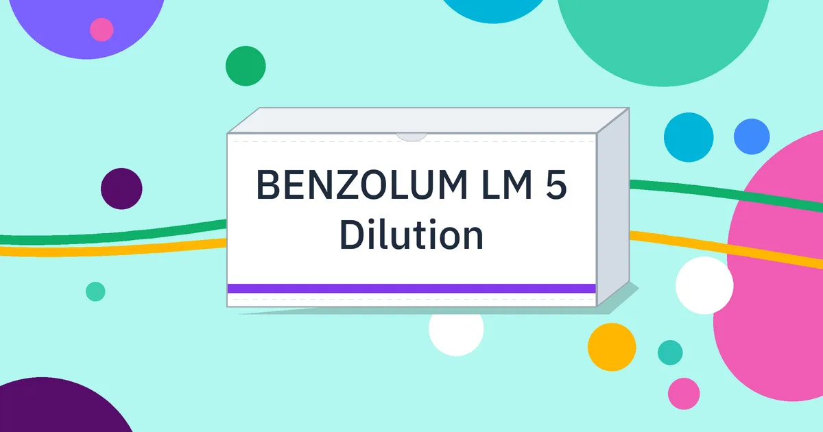Symbolbild: Packung mit der Aufschrift BENZOLUM LM 5 Dilution (PZN 12792377) – Verfügbarkeit und Bezug in Apotheken in Frankfurt am Main