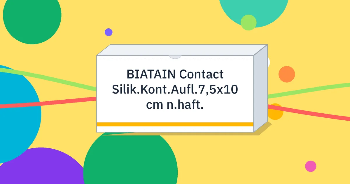 Symbolbild: Packung mit der Aufschrift BIATAIN Contact Silik.Kont.Aufl.7,5x10 cm n.haft. (PZN 17264513) – Verfügbarkeit und Bezug in Apotheken in Frankfurt am Main