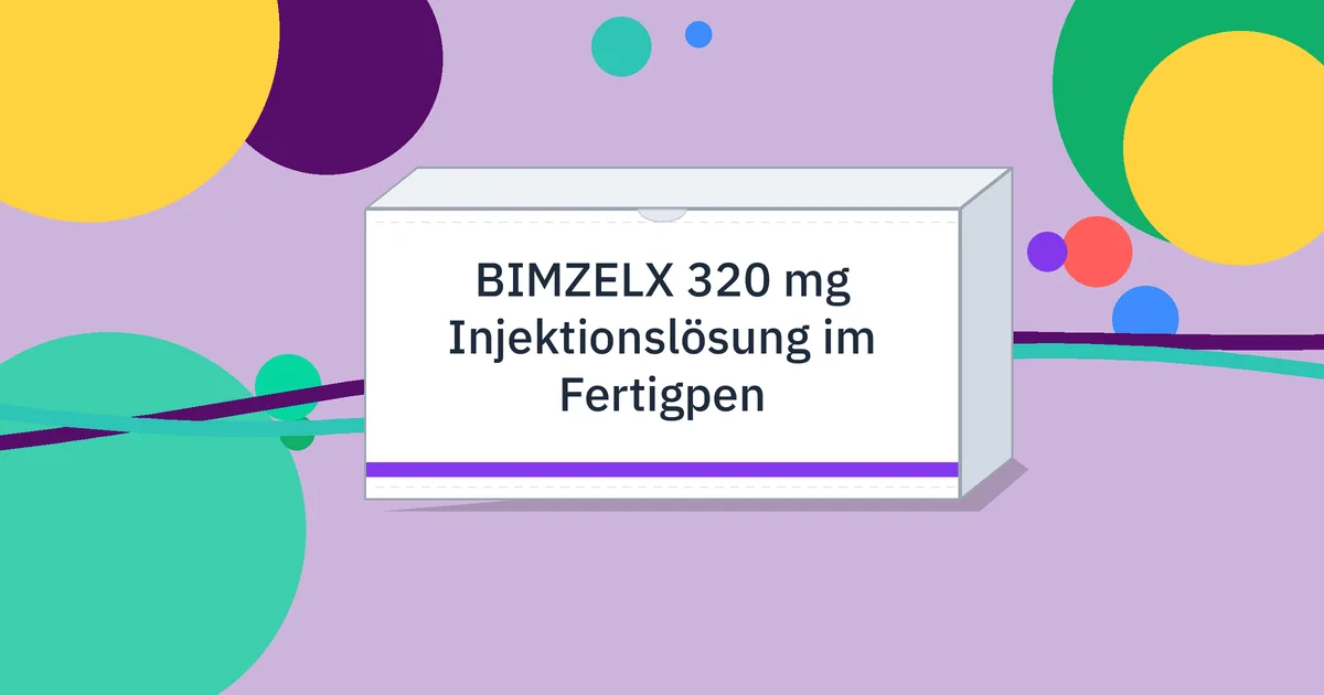 Symbolbild: Packung mit der Aufschrift BIMZELX 320 mg Injektionslösung im Fertigpen (PZN 19992056) – Verfügbarkeit und Bezug in Apotheken in Frankfurt am Main