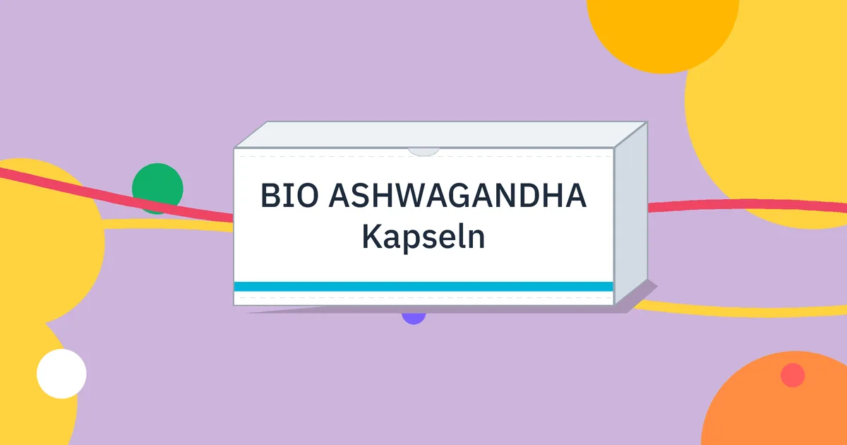 Symbolbild: Packung mit der Aufschrift BIO ASHWAGANDHA Kapseln (PZN 18779001) – Verfügbarkeit und Bezug in Apotheken in Frankfurt am Main