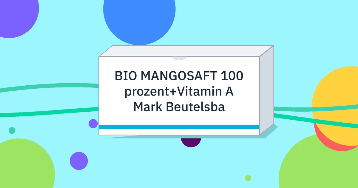 Symbolbild: Packung mit der Aufschrift BIO MANGOSAFT 100 prozent+Vitamin A Mark Beutelsba (PZN 20597342) – Verfügbarkeit und Bezug in Apotheken in Frankfurt am Main