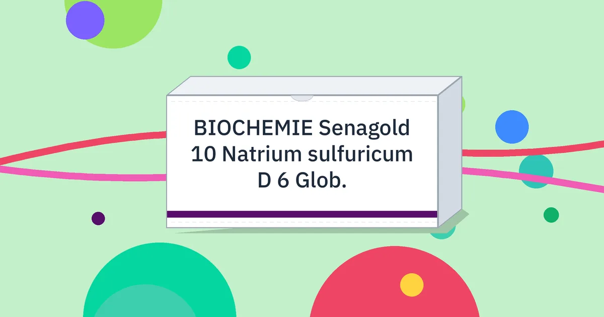Symbolbild: Packung mit der Aufschrift BIOCHEMIE Senagold 10 Natrium sulfuricum D 6 Glob. (PZN 06827864) – Verfügbarkeit und Bezug in Apotheken in Frankfurt am Main