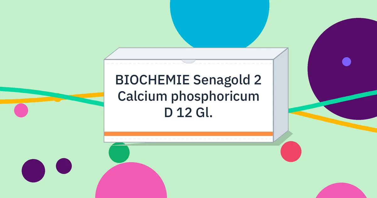 Symbolbild: Packung mit der Aufschrift BIOCHEMIE Senagold 2 Calcium phosphoricum D 12 Gl. (PZN 09215127) – Verfügbarkeit und Bezug in Apotheken in Frankfurt am Main