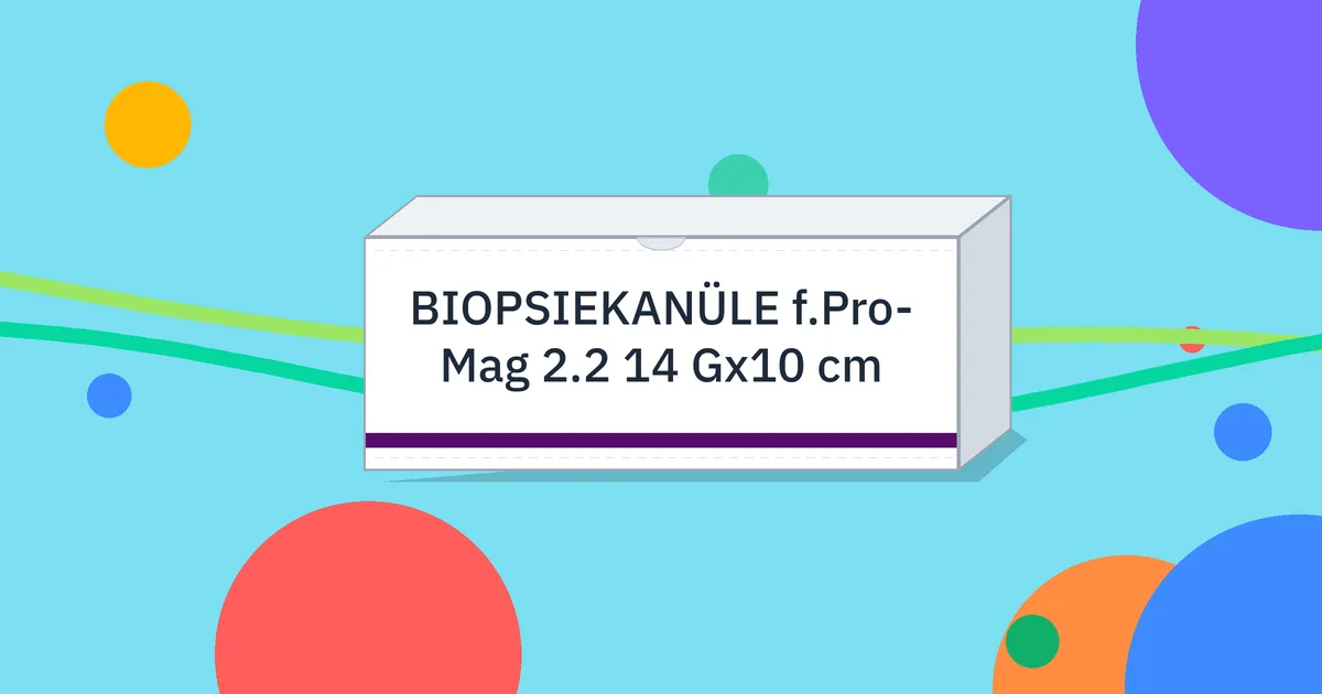 Symbolbild: Packung mit der Aufschrift BIOPSIEKANÜLE f.Pro-Mag 2.2 14 Gx10 cm (PZN 04507492) – Verfügbarkeit und Bezug in Apotheken in Frankfurt am Main