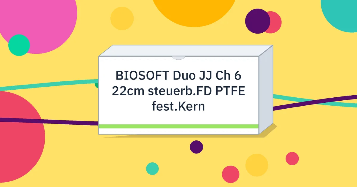 Symbolbild: Packung mit der Aufschrift BIOSOFT Duo JJ Ch 6 22cm steuerb.FD PTFE fest.Kern (PZN 17509699) – Verfügbarkeit und Bezug in Apotheken in Frankfurt am Main