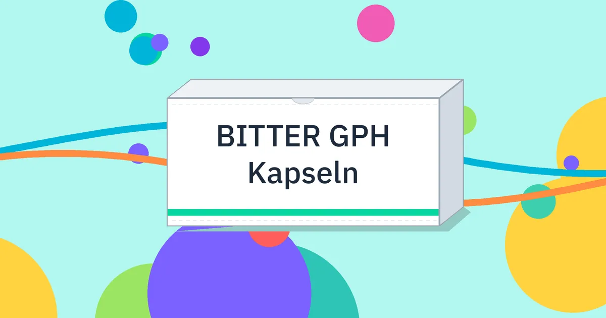 Symbolbild: Packung mit der Aufschrift BITTER GPH Kapseln (PZN 06413944) – Verfügbarkeit und Bezug in Apotheken in Frankfurt am Main