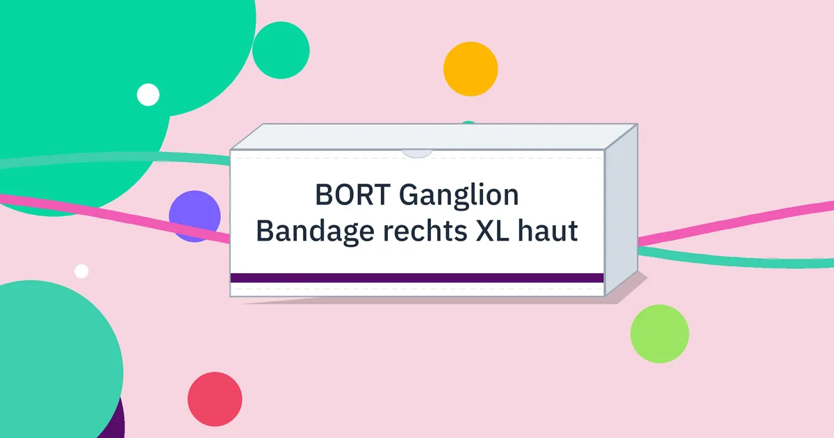 Symbolbild: Packung mit der Aufschrift BORT Ganglion Bandage rechts XL haut (PZN 06084848) – Verfügbarkeit und Bezug in Apotheken in Frankfurt am Main