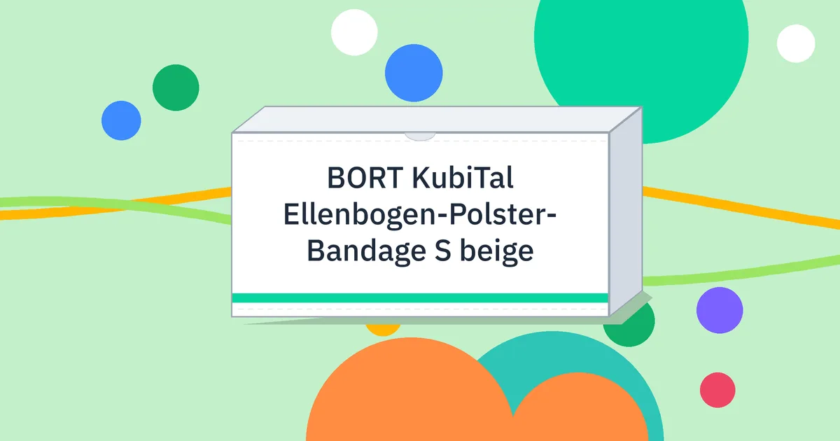 Symbolbild: Packung mit der Aufschrift BORT KubiTal Ellenbogen-Polster-Bandage S beige (PZN 00219684) – Verfügbarkeit und Bezug in Apotheken in Frankfurt am Main