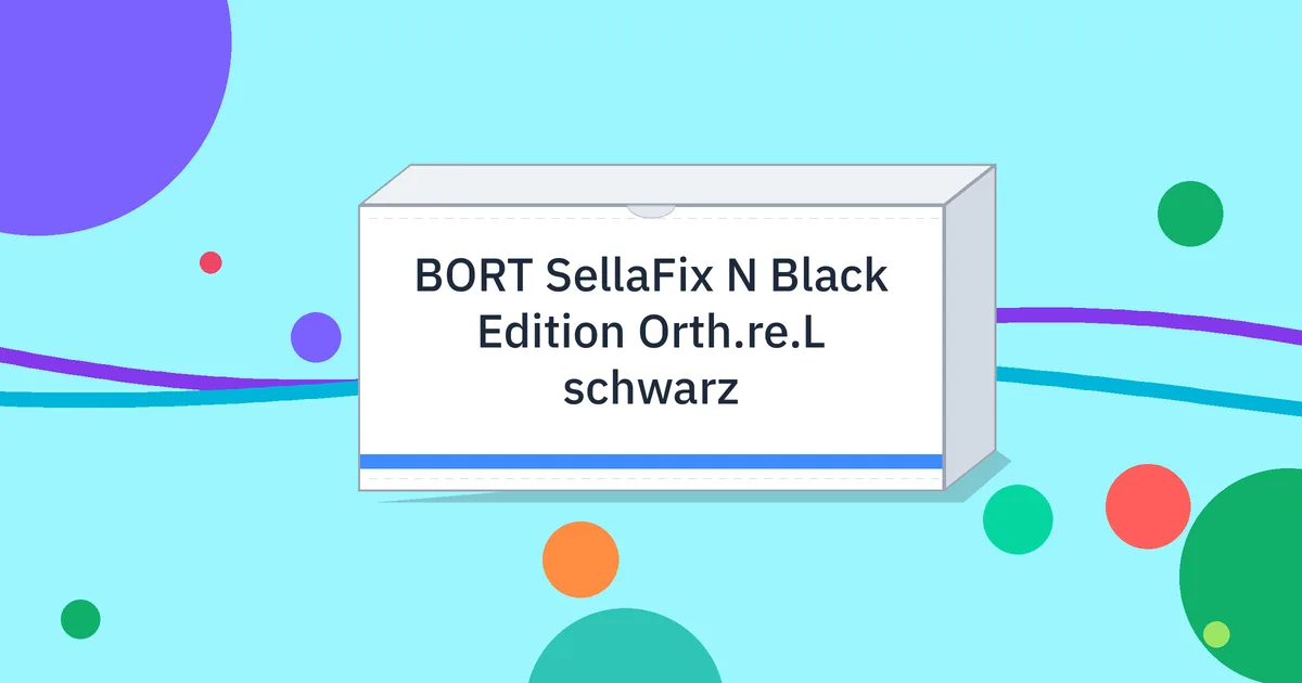 Symbolbild: Packung mit der Aufschrift BORT SellaFix N Black Edition Orth.re.L schwarz (PZN 07669887) – Verfügbarkeit und Bezug in Apotheken in Frankfurt am Main