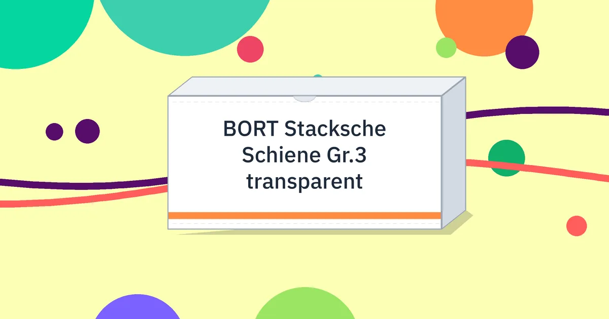 Symbolbild: Packung mit der Aufschrift BORT Stacksche Schiene Gr.3 transparent (PZN 02815723) – Verfügbarkeit und Bezug in Apotheken in Frankfurt am Main