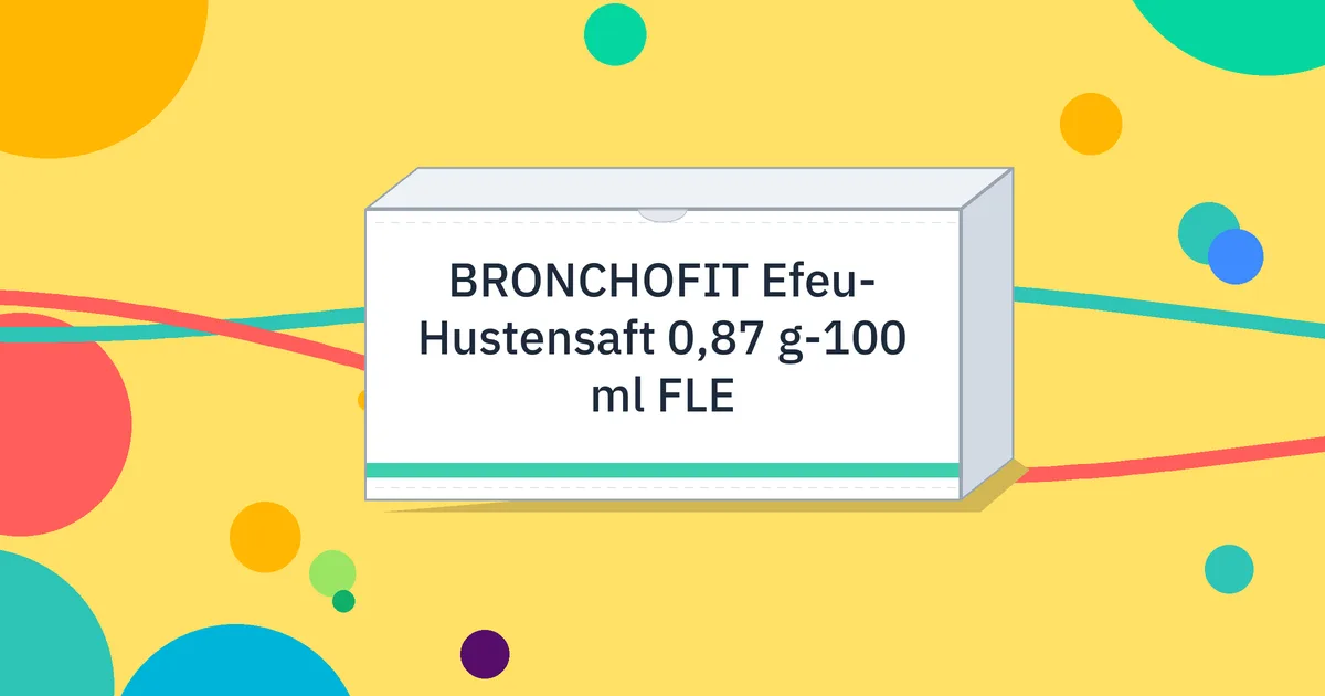 Symbolbild: Packung mit der Aufschrift BRONCHOFIT Efeu-Hustensaft 0,87 g-100 ml FLE (PZN 11352630) – Verfügbarkeit und Bezug in Apotheken in Frankfurt am Main
