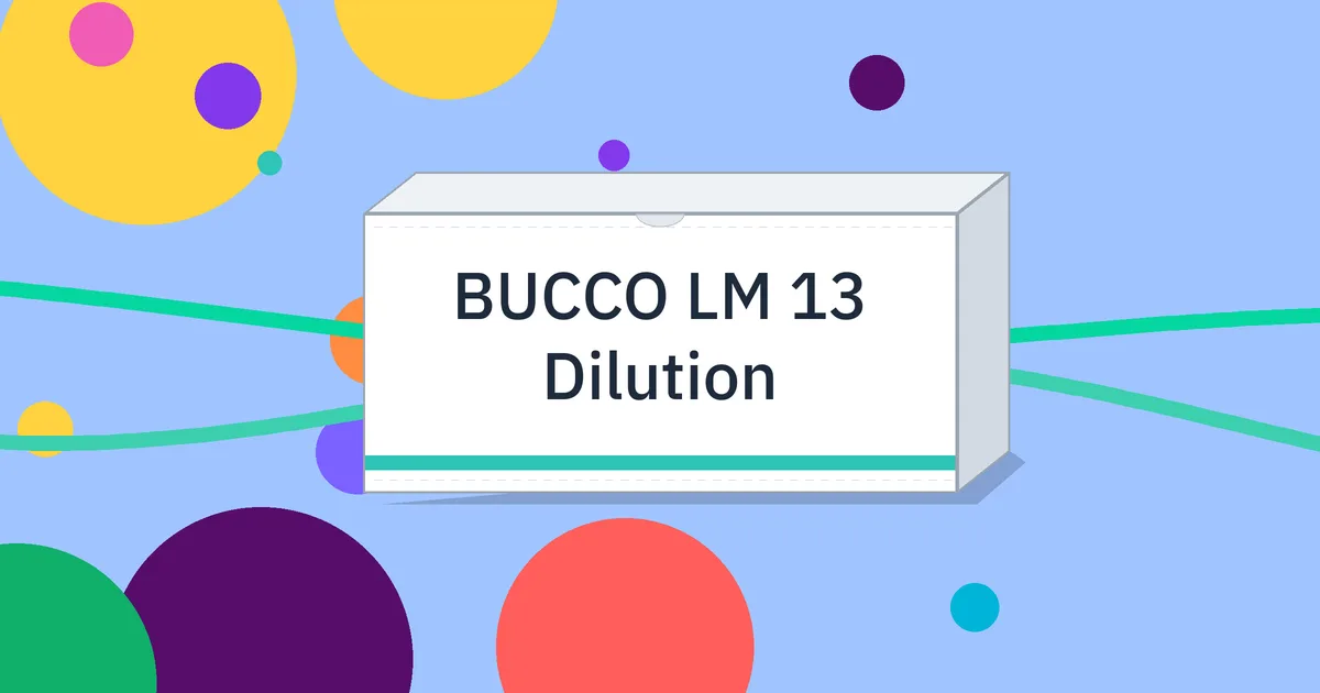 Symbolbild: Packung mit der Aufschrift BUCCO LM 13 Dilution (PZN 13398300) – Verfügbarkeit und Bezug in Apotheken in Frankfurt am Main