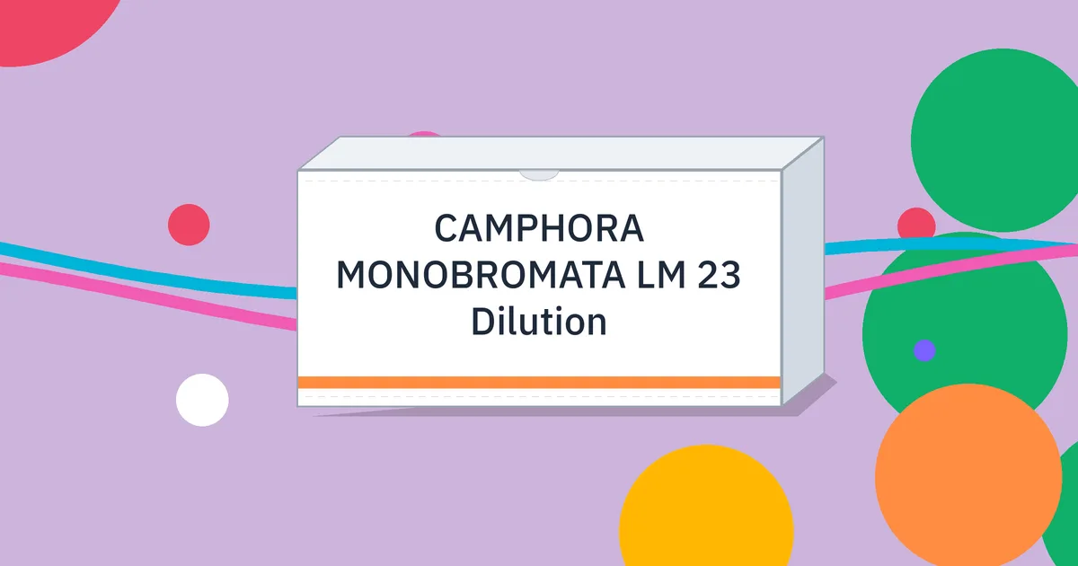 Symbolbild: Packung mit der Aufschrift CAMPHORA MONOBROMATA LM 23 Dilution (PZN 13412187) – Verfügbarkeit und Bezug in Apotheken in Frankfurt am Main