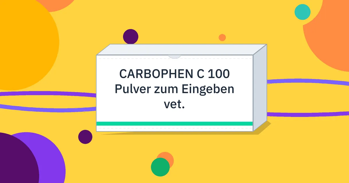 Symbolbild: Packung mit der Aufschrift CARBOPHEN C 100 Pulver zum Eingeben vet. (PZN 07382855) – Verfügbarkeit und Bezug in Apotheken in Frankfurt am Main