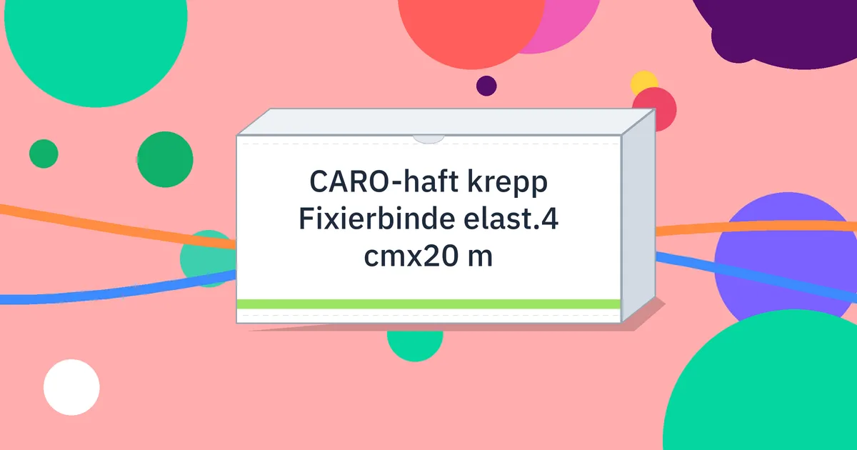 Symbolbild: Packung mit der Aufschrift CARO-haft krepp Fixierbinde elast.4 cmx20 m (PZN 11670330) – Verfügbarkeit und Bezug in Apotheken in Frankfurt am Main