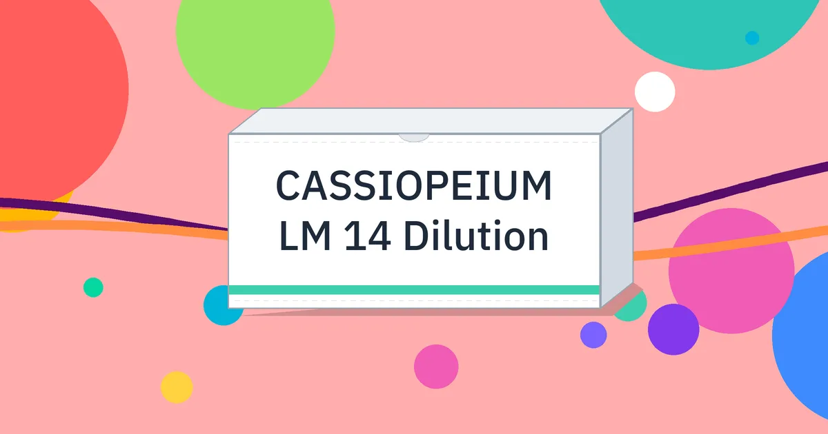 Symbolbild: Packung mit der Aufschrift CASSIOPEIUM LM 14 Dilution (PZN 13433870) – Verfügbarkeit und Bezug in Apotheken in Frankfurt am Main