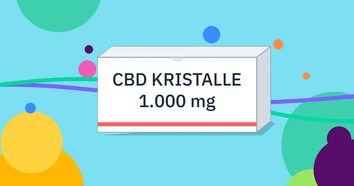Symbolbild: Packung mit der Aufschrift CBD KRISTALLE 1.000 mg (PZN 15300452) – Verfügbarkeit und Bezug in Apotheken in Frankfurt am Main