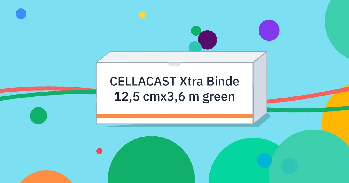 Symbolbild: Packung mit der Aufschrift CELLACAST Xtra Binde 12,5 cmx3,6 m green (PZN 11381979) – Verfügbarkeit und Bezug in Apotheken in Frankfurt am Main