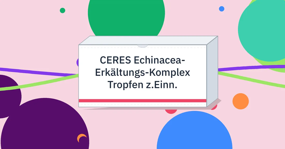 Symbolbild: Packung mit der Aufschrift CERES Echinacea-Erkältungs-Komplex Tropfen z.Einn. (PZN 19538073) – Verfügbarkeit und Bezug in Apotheken in Frankfurt am Main