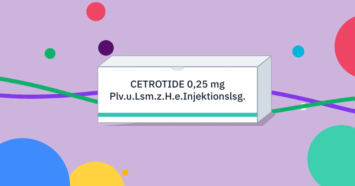 Symbolbild: Packung mit der Aufschrift CETROTIDE 0,25 mg Plv.u.Lsm.z.H.e.Injektionslsg. (PZN 04566508) – Verfügbarkeit und Bezug in Apotheken in Frankfurt am Main