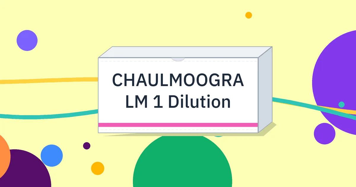 Symbolbild: Packung mit der Aufschrift CHAULMOOGRA LM 1 Dilution (PZN 13438844) – Verfügbarkeit und Bezug in Apotheken in Frankfurt am Main